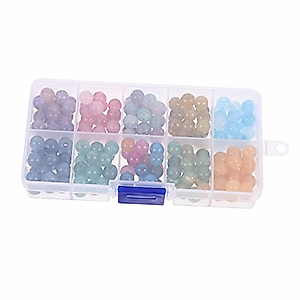 COHEALI DIY Handmade Beads Gemstone Bead Bracelet Jewelry Bracelets Glass Necklace Jewelry DIY Round Beads Glass Spacer Beads DIY Craft Loose Bead DIY Beads Kit Glass Beads Set 200pcs