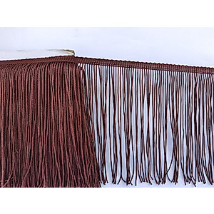 MONIDOOR Chainette Fringe Trim 6 Inch 10 Yards Tassel Fringe Trim for Sewing Craft DIY Decoration(918 Dark Brown)