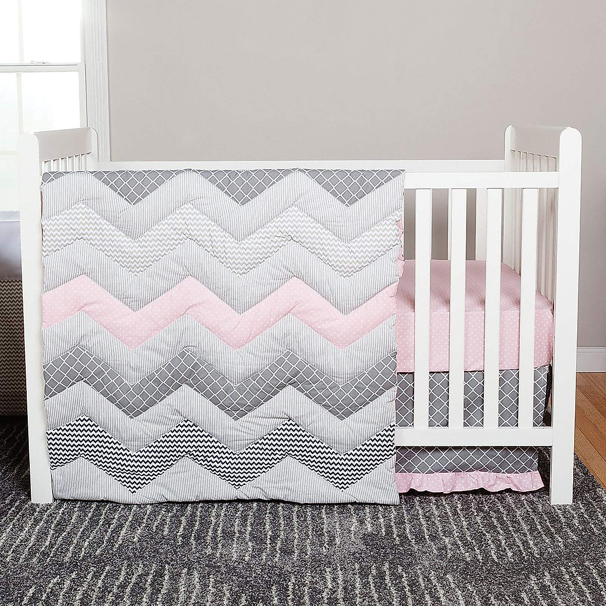Trend Lab Cotton Candy 3 Piece Crib Bedding Set, Can Be Used As A Blanket Or A Playmat for Tummy Time, Includes Quilt, Fitted Crib Sheet and Skirt