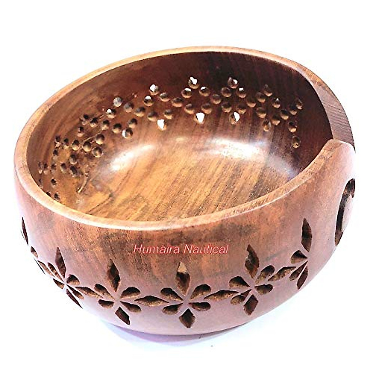 Humaira Nauticals Vintage Rosewood Handmade Wooden Yarn Bowl | Knitting Bowls | Crochet 6"x 3"