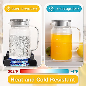 VUCCHINI Glass Pitcher With Lid 27 Ounces /800 ml- Juice Milk Cold Carafe and Iced Tea Pitcher Jug for Juice, Coffee, Tea, Milk, Homemade Beverage