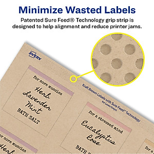 Avery Printable Blank Square Labels, 2" x 2", Kraft Brown, 300 Customizable Labels (22846)