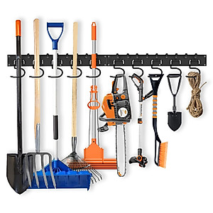 POETISKE Garage Tool Organizer Wall Mount 4PC, Garage Storage Shelving, Heavy Duty Wall Mount, 64" Extendable Racks, Ideal Hooks for Hanging Garden Tool, Mop Shovel Kitchen Yard Storage