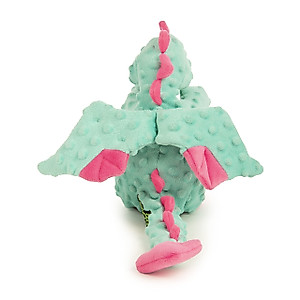 goDog Dragons with Chew Guard Technology Durable Plush Squeaker Dog Toy, Large, Seafoam, Plush Dog Toy