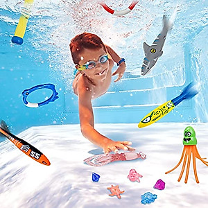 Korlon Tec 25 Pcs Pool Toys for Kids Ages 4-8, Swimming Pool Diving Toys, Underwater Pool Toys for Kids Ages 8-12, Fun Training Water Swim Toys Gift Set for Kids Boys Girls Adults