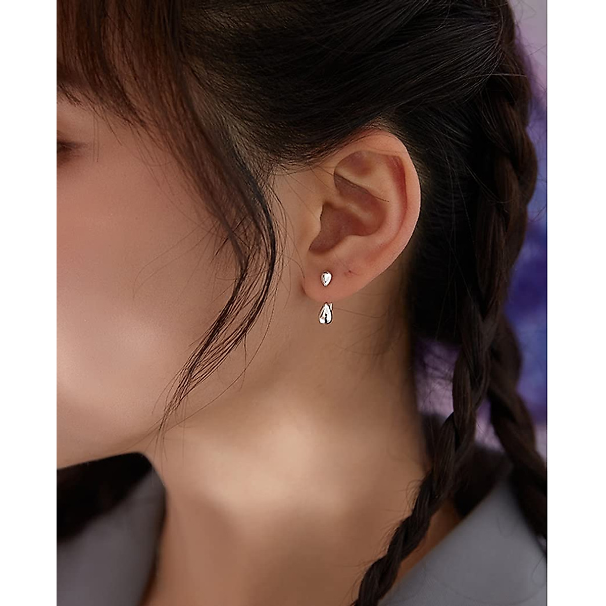 SLUYNZ 925 Sterling Silver Jacket Earrings Studs for Women Teens Droplet Front Back Earrings (A-Silver)