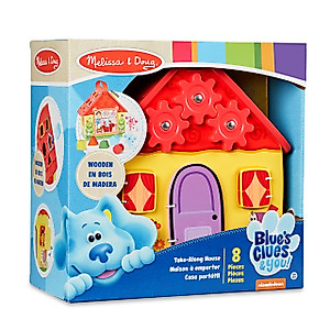 Melissa & Doug Blue's Clues & You! Wooden Take-Along House Shape Sorter Activity Play Set (8 Pieces)