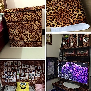 SimpleLife4U Sexy Leopard Print Self-Adhesive Shelf Drawer Liner Moisture Proof PVC Mat 45x300cm