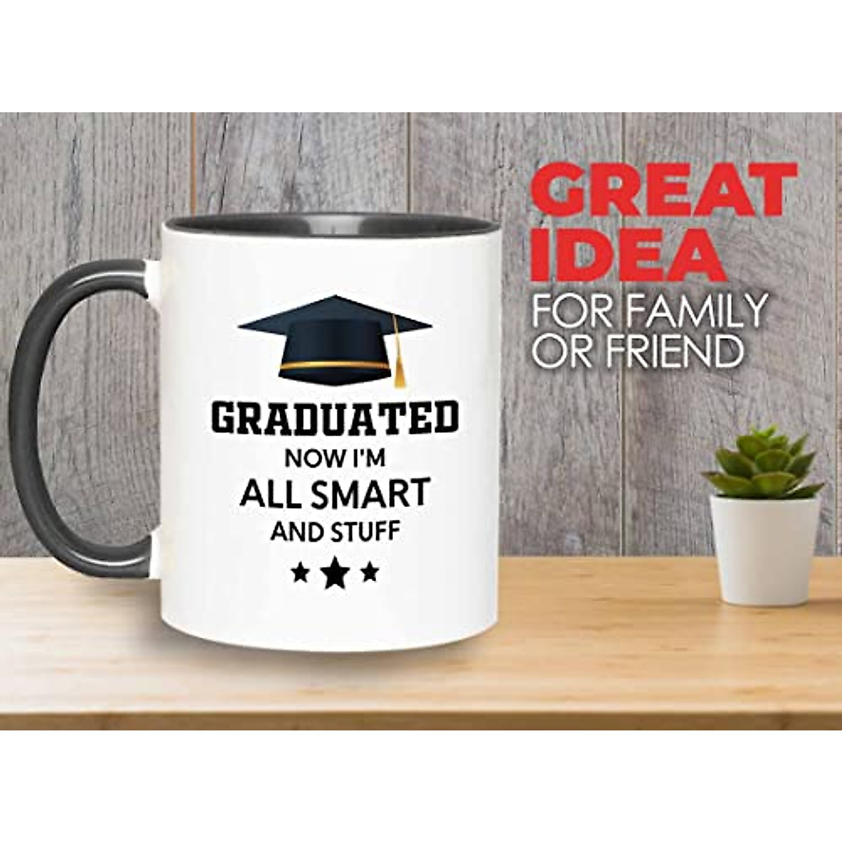 Flairy Land Graduation 2Tone Black Mug 11oz - All Smart and Stuff - Graduation Gifts for Her Senior Graduation College Student College Graduate Classmate MBA Grad