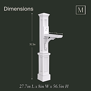 Mayne Newport Plus Mailbox Post with Standard Arm – Weather-Resistant, Durable Classic Design – Easy-to-Install Outdoor Mailbox Post