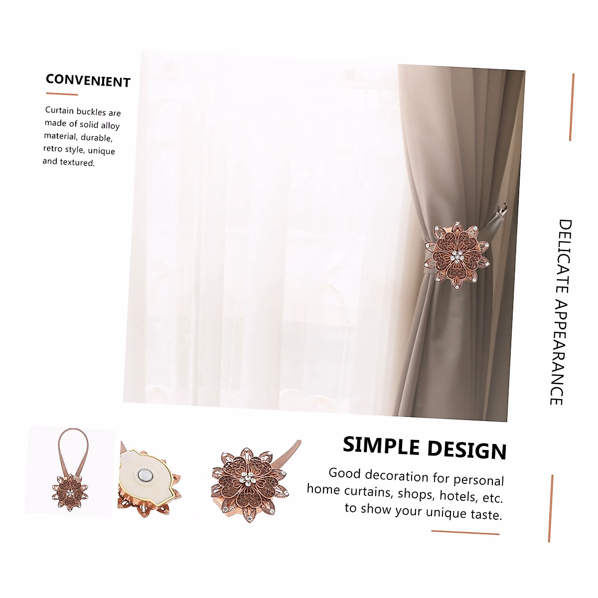 Angoily Curtain Drape Tieback Creative Magnetic Tieback Elastic Holdback Easy to Use for Bedroom Living Room