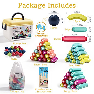 JIEJOYS Magnetic Balls and Rods Set, 100PCS Magnetic Building Sticks Blocks Toys, Educational Stacking STEM Magnet Toys Gift for Kids and Toddler Age 3 and Up.