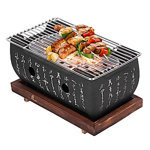 Japanese Barbecue Grill, Portable Charcoal Chrome Cooking Grill, Japanese and Wind Grill, Internal Grates BBQ Grill Rectangle with Wire Mesh, Outdoor Barbecues Camping Traveling