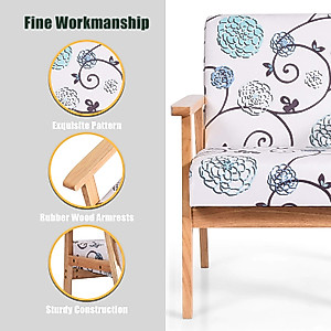 POWERSTONE Modern Accent Chair - Set of 2 Fabric Accent Arm Chair Upholstered Single Sofa with Wooden Legs for Living Room, Dinning Room, Club and Office, White