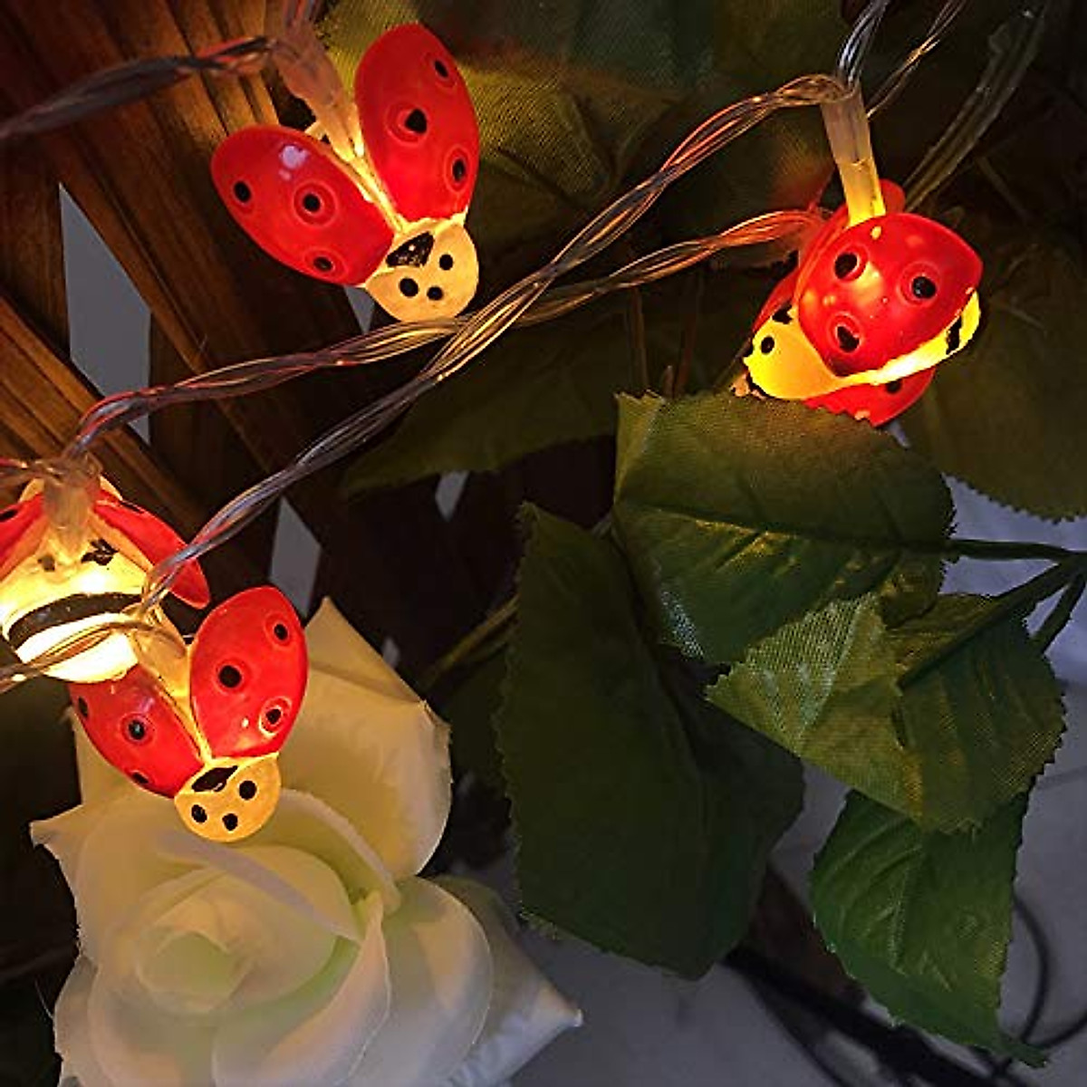 ZLYPSW 20 LED Ladybug Shape String Lights Battery Holiday Wedding Christmas Decoration lamp for Home Balcony Courtyard Garden