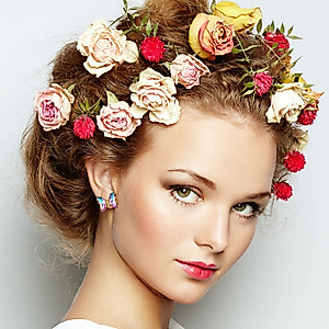 Bonuci 8 Pairs Butterfly Earrings for Women Rhinestone Cute Earrings Butterfly Wing Earrings Crystal Rainbow Colors Butterfly Ear Stud Jewelry Birthday Valentine's Day Gift Small