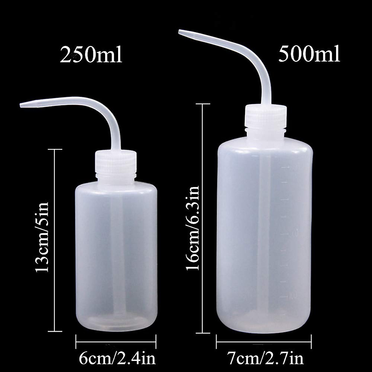 Yuelong Plastic Squeeze Bottle - 2Pcs Safety Wash Bottle 500ml&250mL Convenient Green Soap Supply Tattoo Squeeze Bottle with Scale Labels for Medical Label Tattoo Supplies