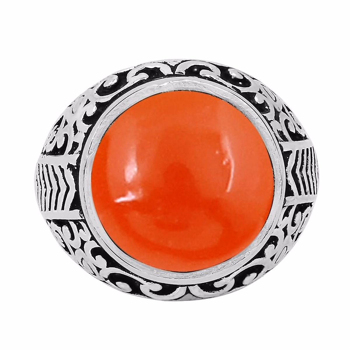 8,55 Cts Solitaire Natural Carnelian Ring 925 Silver Overlay Size 8 For Women, Orange Stone July Birthstone Ring Jewelry Gifts For Her