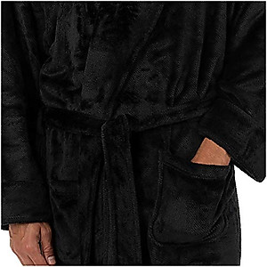 IZOD Men's Comfort-Soft Fleece Robe, Black, One Size