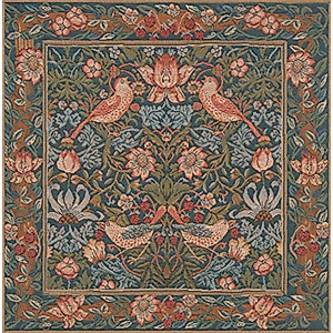 C Charlotte Home Furnishings Inc Birds Face to Face II Cushion Cover | Pure Cotton Decorative Cushion Case | 19x19 Inch Cushion Cover for Living Room Couches and Sofas | Inspired by William Morris