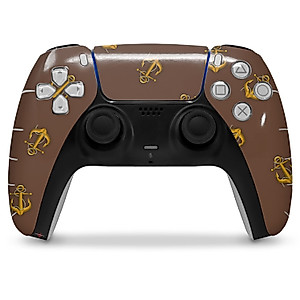 WraptorSkinz Skin Wrap compatible with Sony PS5 DualSense Controller Anchors Away Chocolate Brown (CONTROLLER NOT INCLUDED)