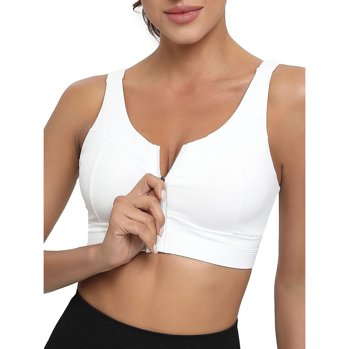 RUNNING GIRL High Impact Sports Bras for Women,Racerback Bra Workout Crop Tops for Women(WX2911 White L)