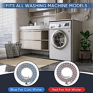 TICONN 4FT Washing Machine Hoses Set, 2 Pack EPDM Core Braided Stainless Steel Burst-Proof Washer Hoses with 90 Degree Elbow, 3/4" FHT Standard Thread (4ft)