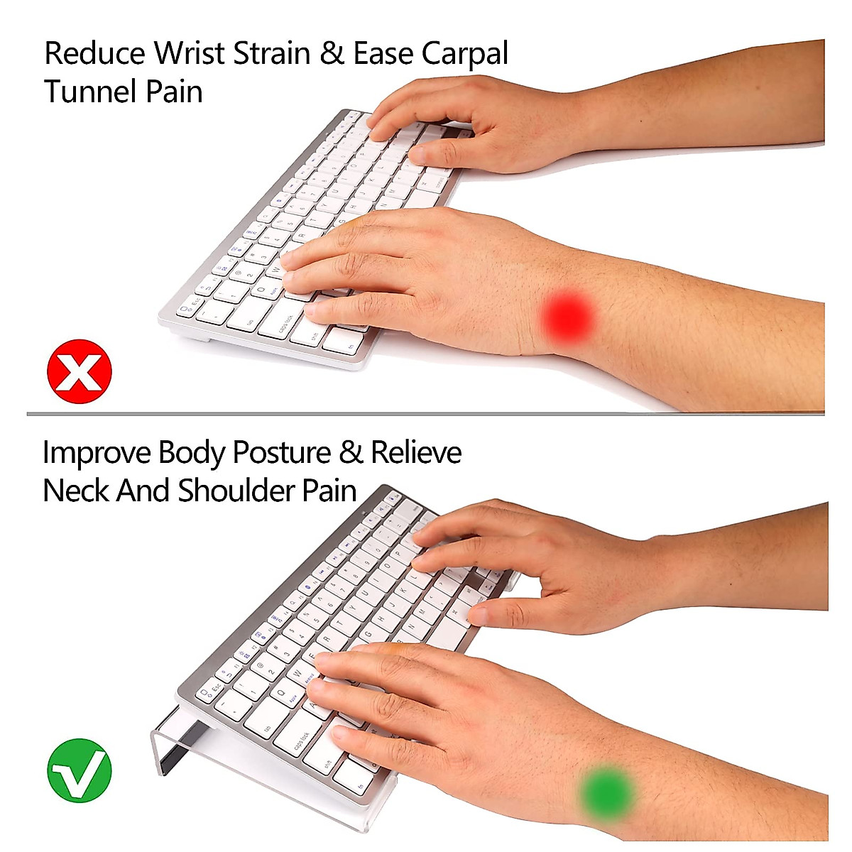 Egchi Small Computer Keyboard Stand, 11.8 x 5.1 Inch- Keyboard Tray for 78 Keys Keyboard, Acrylic Keyboard Riser Lift for Desk, keyboard Holder for Mini Computer Keyboard & Apple Magic Keyboard -Clear