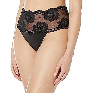 Wacoal Women's Light and Lacy Hi Cut Panty, Black, Medium