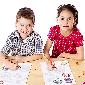 Spiral Art Clear Gear Geometric Ruler 28 Pcs Spiral Circle Template for Drawing Plastic Template Ruler Drawing Toys Spiral Curve Stencils with Pens Paper for Drawing DIY Art Crafts Sketch Creation