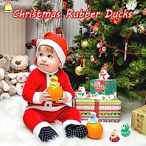 24Pcs Christmas Rubber Ducks,Mini Christmas Ducks Bath Toys Assorted Duckies (2") for Kids,Christmas Party Favors,Christmas Stocking Stuffers,Xmas Gifts