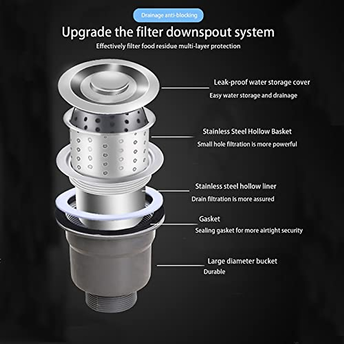 Freestanding Kitchen Sink, Stainless Steel Laundry Sink, Portable Sink with Hot and Cold Water Tap Storage Rack and Drainer Basket for Laundry Room, Kitchen, Garden, Bathroom, Workshop ( Size : 55*40*