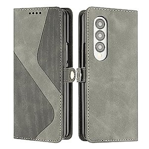 phone flip case Wallet Case for Samsung Galaxy Z Fold 3, Compatible with Samsung Galaxy Z Fold 3 Case [TPU Shockproof Interior Case] PU Leather Case with Magnetic Flip Cover phone screen protection (
