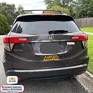 TOTOMO Caution This Vehicle Makes Frequent Stops Magnet 10"X3.5" Reflective Magnetic Safety Warning Sign Sticker for Carrier delivery Car Amazon Flex Driver (2 Pack)