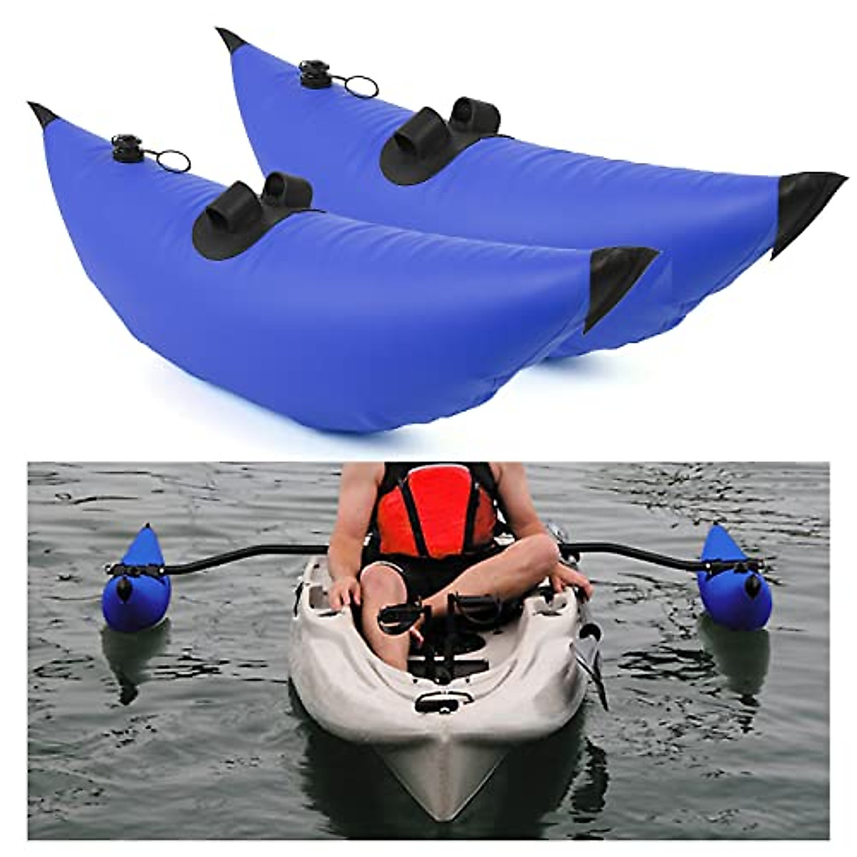 LIXADA Kayak Stabilization System, Kayak PVC Inflatable Outrigger Float with Sidekick Arms Rod Kayak Boat Fishing Standing Float Stabilizer System Kit