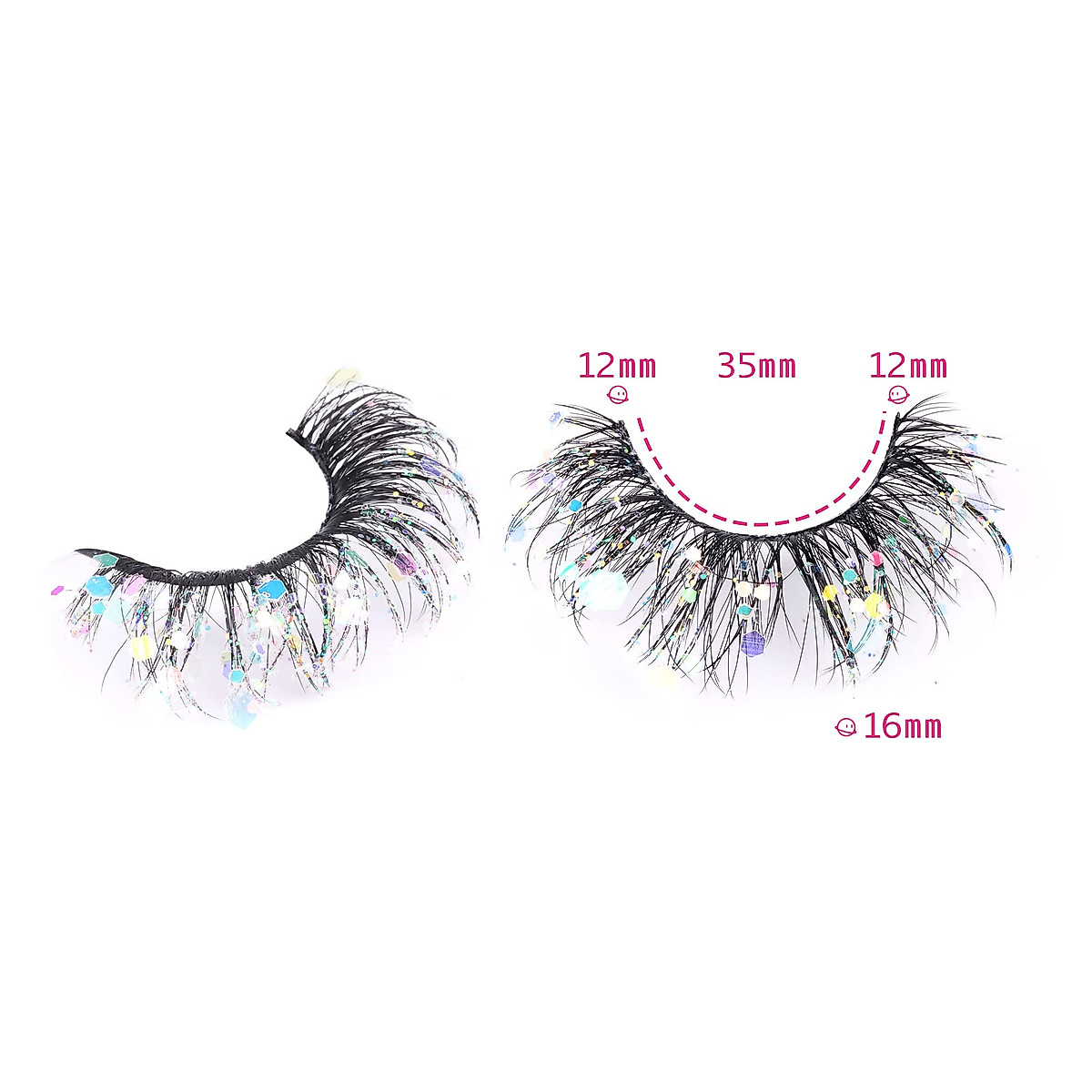 wiwoseo False Eyelashes Christmas Shining Lashes Natural Volume Colorful Decorative Eyelashes Fluffy Wispy Faux Mink Lashes For Festival Shining in the Night for Christmas New Year Cosplay Party