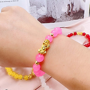 ZMANYIJEW 8 Pack Feng Shui Bracelets Pixiu Fortune Beaded Bracelet Fashion Colorful Men Women Good Luck Bracelets (8PCS, Alloy)