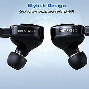 KBEAR KS1 Earphones in Ear Monitor Super Bass Boost Wired Earbuds, Crystal Clear Sound IEM Headphones, High Resolution Noise Canceling Ear Monitors Headphone for Singers Musician Audifonos Auriculares