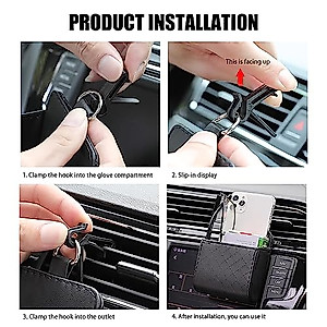 Fogfar 1 PC Car Air Vent Storage Bag, Car Leather Multi-Functional Box, Used for Mobile Phones, Key Racks, Sunglasses Storage Boxes, Suitable for Most Cars (Black)