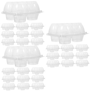 NOLITOY 30 Pcs Four Piece Cake Box Cupcake Carrier Muffin Gifts Carriers Cupcake Transport Container Plastic Food Containers Egg Tart Container The Pet Clamshell Household Dessert
