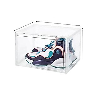 Shoe Organizer Sneaker Box Folding Stackable Transparent Plastic Shoe Case Storage Box 1pc (Clear Transparent)