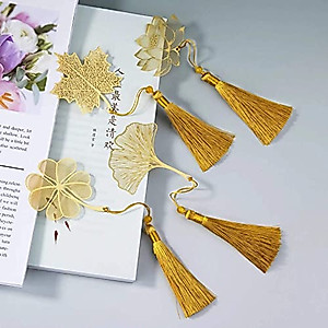 Metal Bookmarks with Chain, Golden Hollow Bookmark 2 Pcs