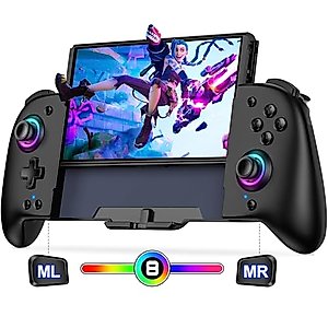 Spican Switch Controllers for Nintendo Switch/Switch OLED Controller, Switch Wireless Pro Controller One-Piece Joypad, Full-Size Ergonomic Handheld Mode Controller with Battery/Turbo/Programming