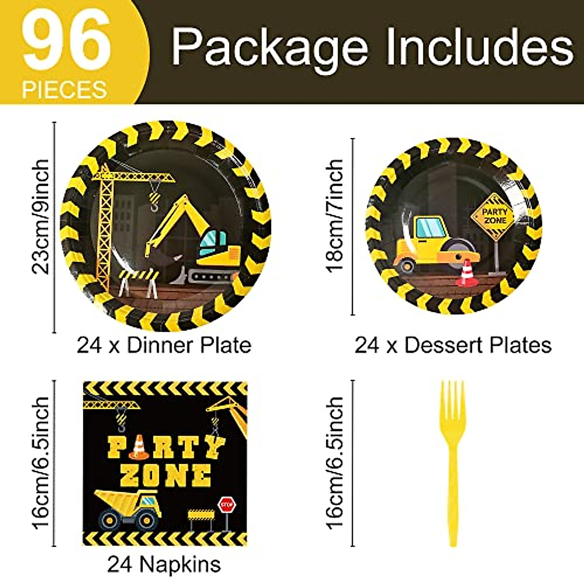 Construction Birthday Party Supplies Serve 24 Construction Plates and Napkins Tablecloth Sets Truck Birthday Decorations for Boys Kids Tractor Dump Digger Vehicle Themed Party Decor