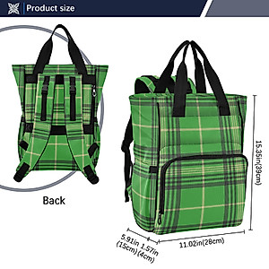 Jihqo Diaper Bag Backpack National Tartan Saint Patrick Plaid Travel Diaper Bags for Women, 10L Functional Baby Changing Bag with Insulted Pockets, Stroller Straps
