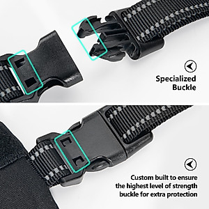 PHOEPET 2019 Upgraded No Pull Dog Harness, Reflective Adjustable Vest, with a Training Handle + 2 Metal Leash Hooks+ 3 Snap Buckles +4 Slide Buckles(L, Pink)