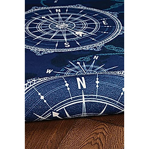 Linon Home Decor Products The Anywhere Washable Rug Velmer Blue & Ivory 3' X 5' Accent Rug