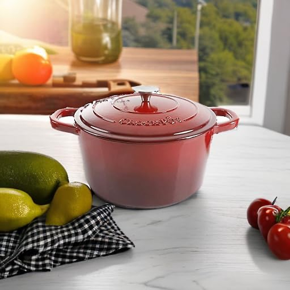 Crock-Pot Artisan Round Enameled Cast Iron Dutch Oven, 7-Quart, Scarlet Red