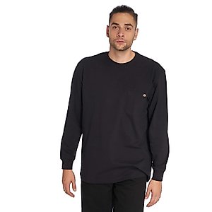 Dickies Men's Long Sleeve Heavyweight Crew Neck, Black, Large