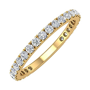 1/2 Carat Diamond 3/4 Eternity Wedding Band Ring in 14K Yellow Gold (Ring Size 7) (I1-I2 Clarity)